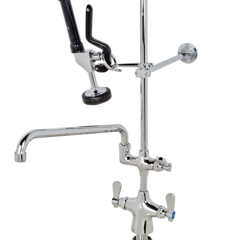 Regency 1.42 GPM Deck Mount Single Hole Pre-Rinse Assembly with 4" Centers and 12" Add On Faucet ...